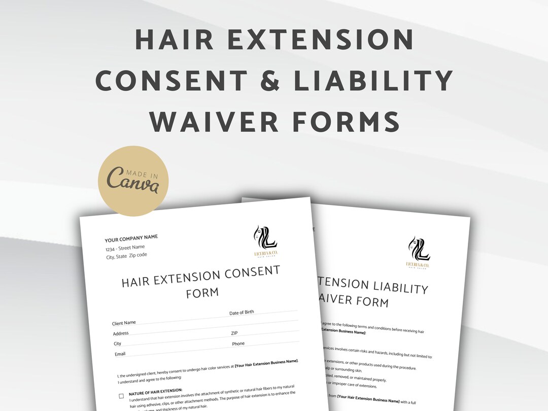 Hair Extension Consent & Liability Waiver Forms, Hair Salon Services ...