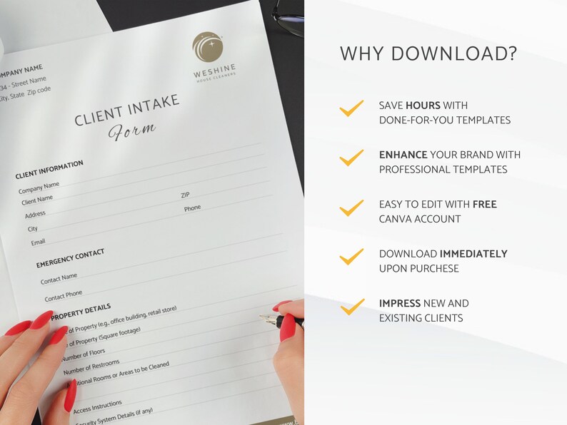 Cleaning Service Client Intake Form: Editable Business Template (canva ...