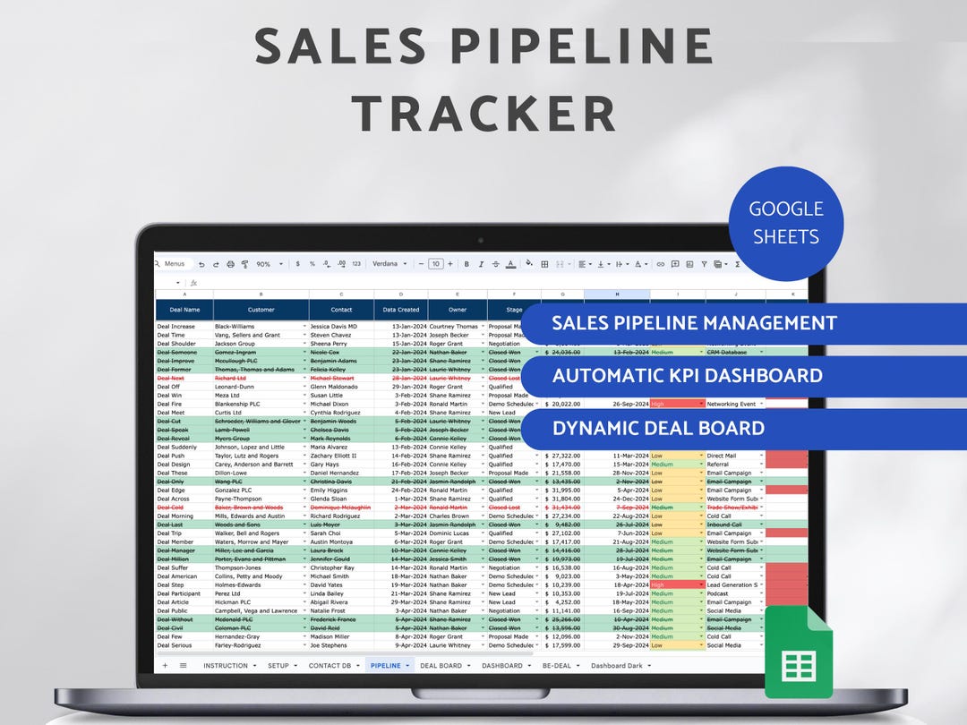 Sales Pipeline Tracker: Kanban Deal Board (google Sheets) - Etsy
