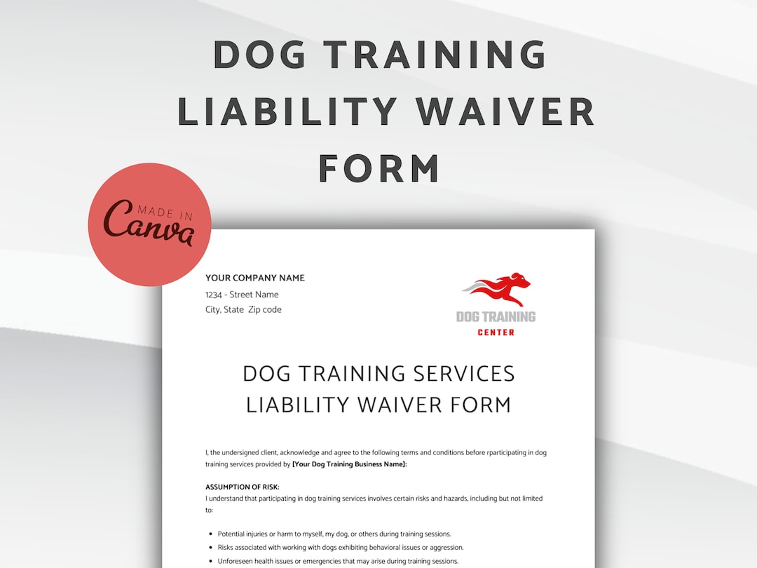 Dog Training Liability Waiver Template: Editable Release Form (canva ...