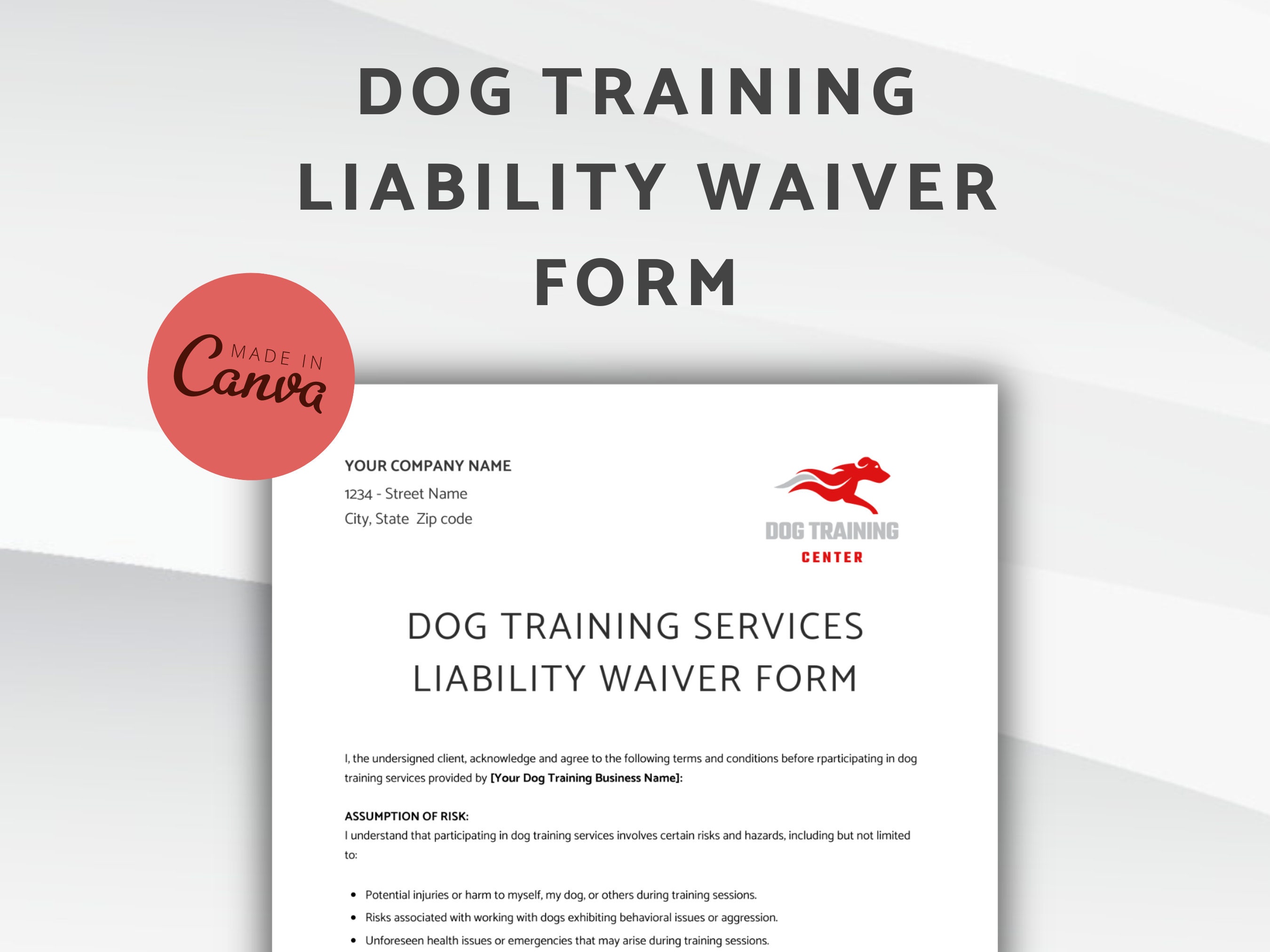 Dog Training Liability Waiver Template: Editable Release Form (canva ...