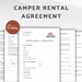 Camper Rental Agreement, RV Rental Contract, Motorhome Rent Template ...