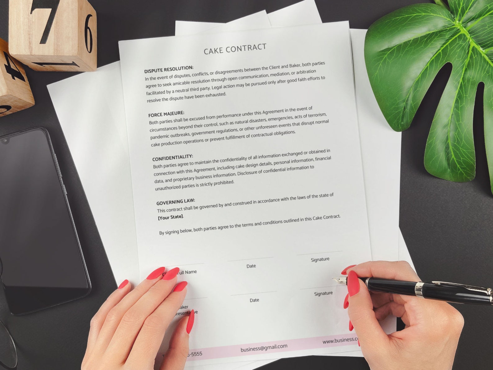 Cake Contract Template, Editable Wedding Cake Agreement, Bakery ...