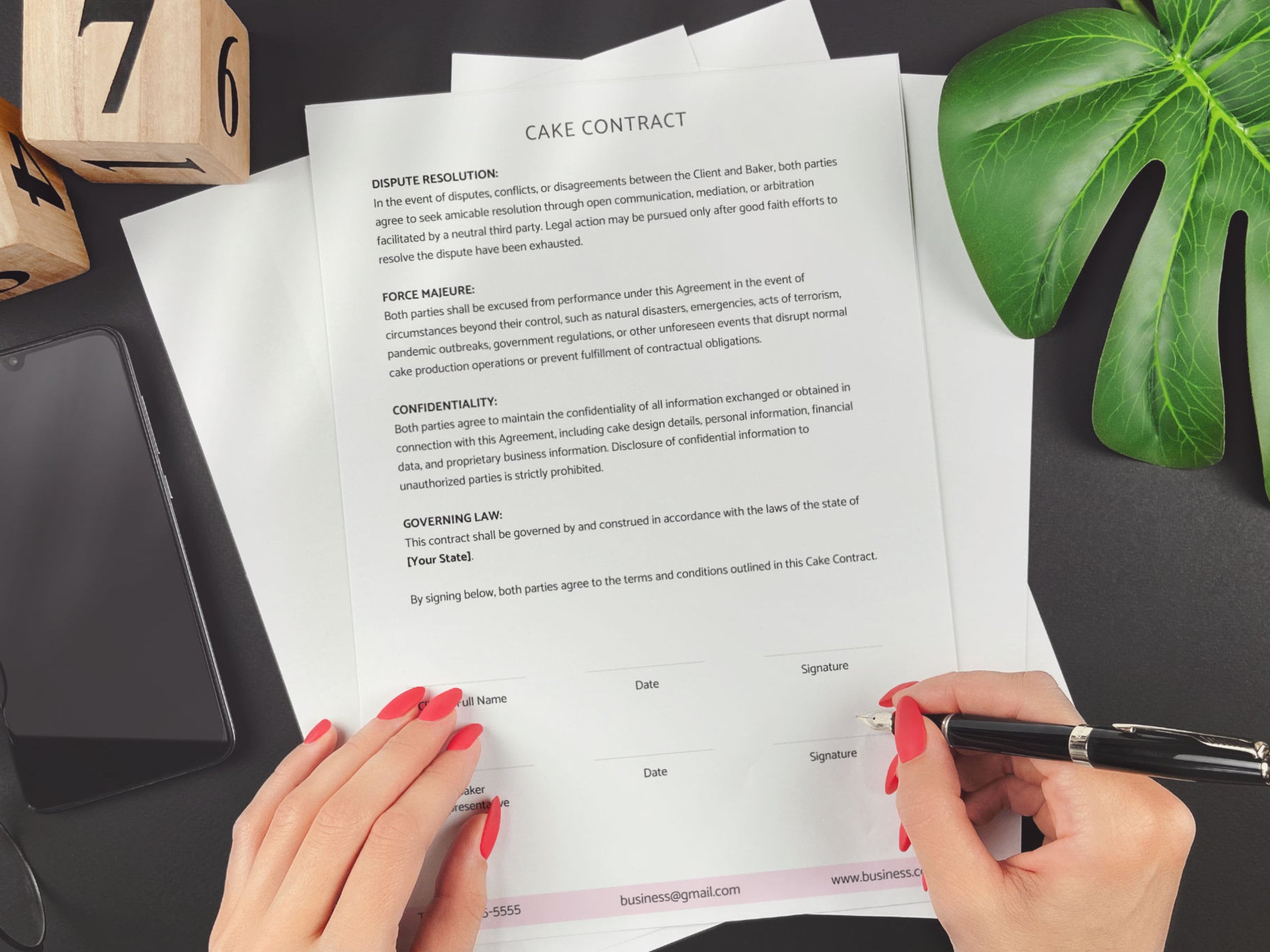 Cake Contract Template, Editable Wedding Cake Agreement, Bakery ...