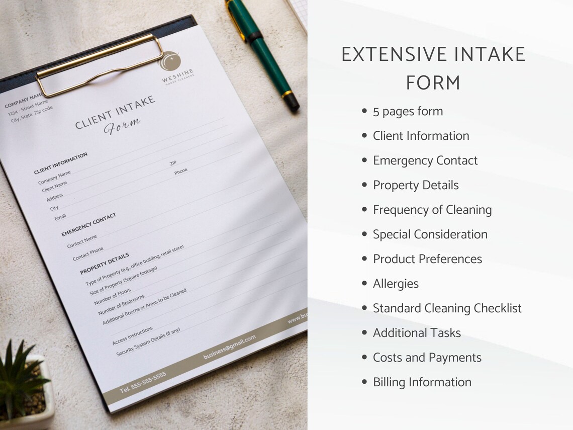 Cleaning Service Client Intake Form: Editable Business Template (canva ...