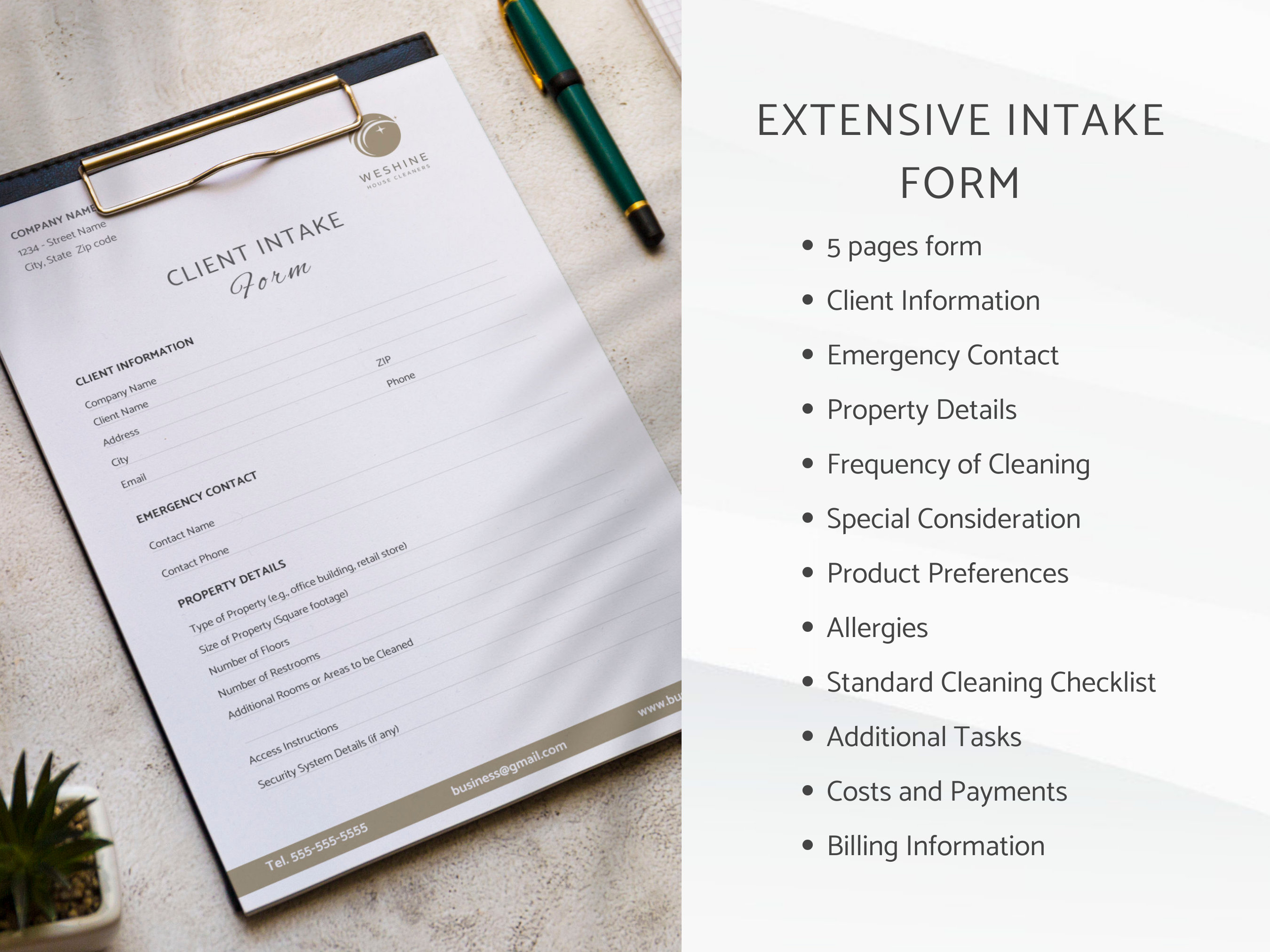 Cleaning Service Client Intake Form: Editable Business Template (canva ...