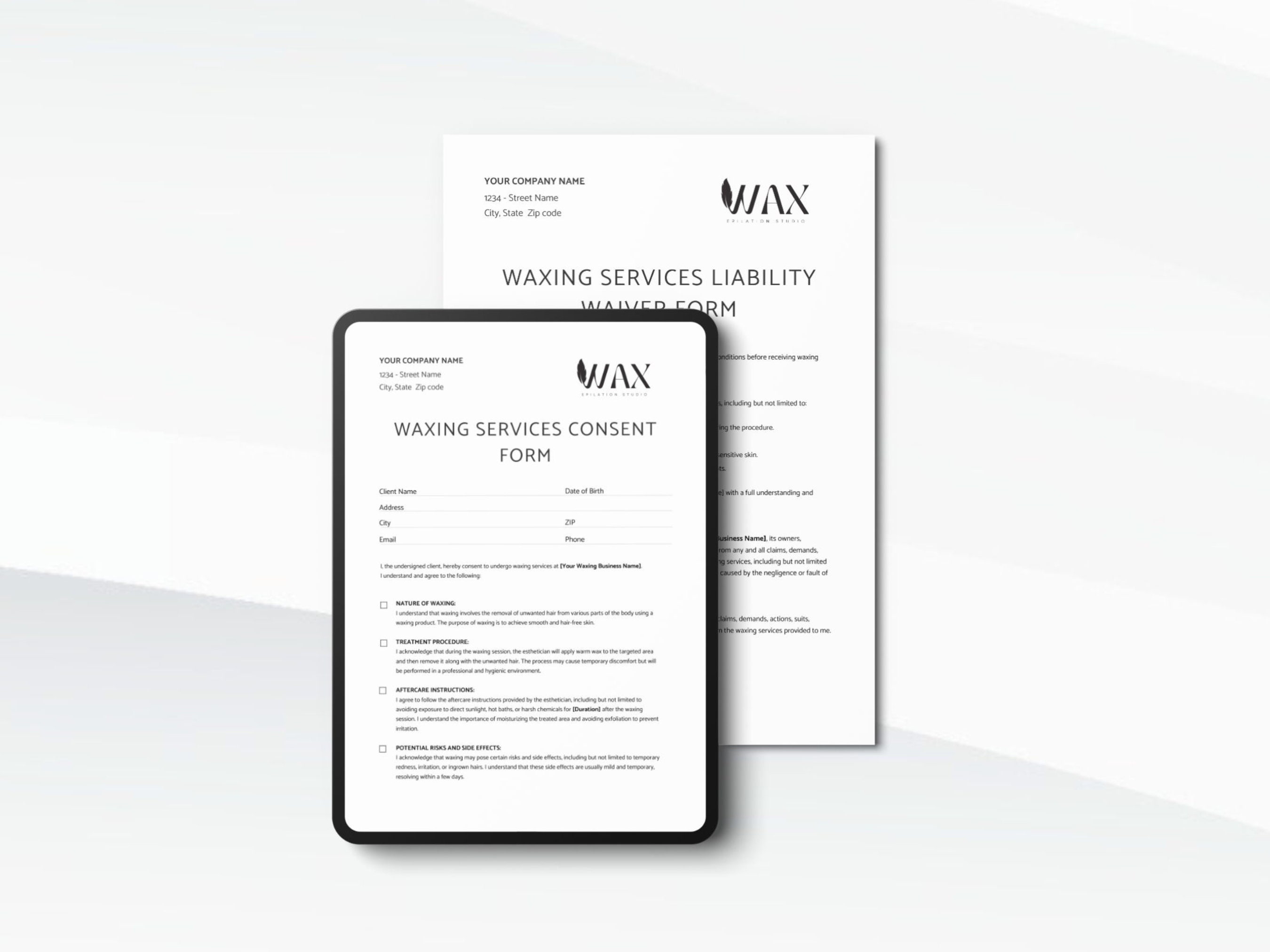 Waxing Consent & Liability Waiver Forms: Esthetician Template (canva ...