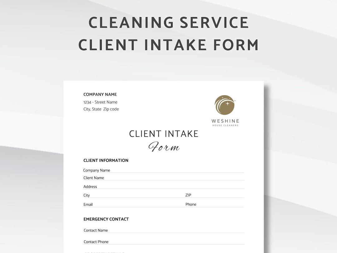 Cleaning Service Client Intake Form: Editable Business Template (canva ...