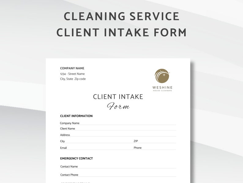 Cleaning Service Client Intake Form: Editable Business Template (canva ...