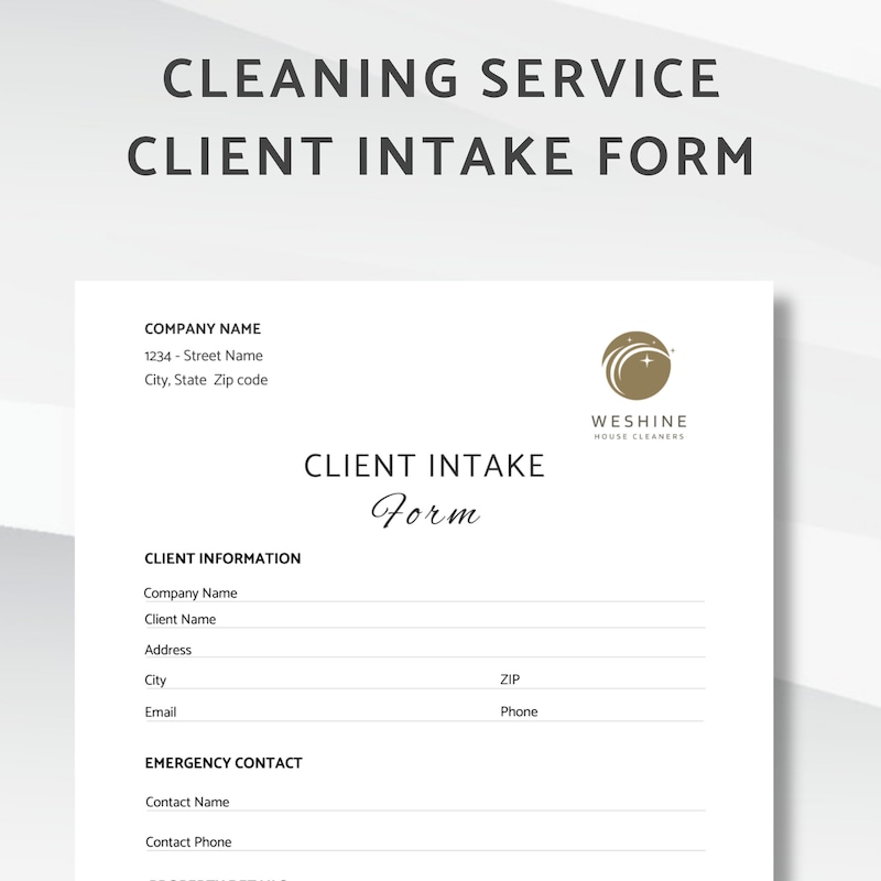 Cleaning Business Client Intake Forms - Etsy