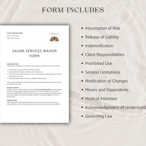 Sauna Liability Waiver Template: Editable Spa Contract (digital ...