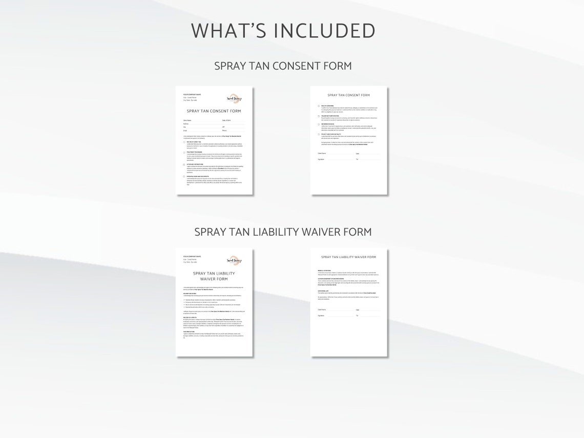 Spray Tan Consent & Liability Waiver Forms (A4/US Letter) - Etsy