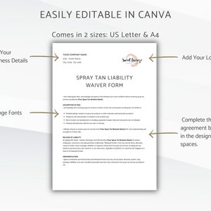 Spray Tan Consent & Liability Waiver Forms (A4/US Letter) - Etsy