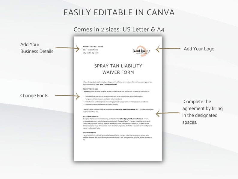 Spray Tan Consent & Liability Waiver Forms (A4/US Letter) - Etsy