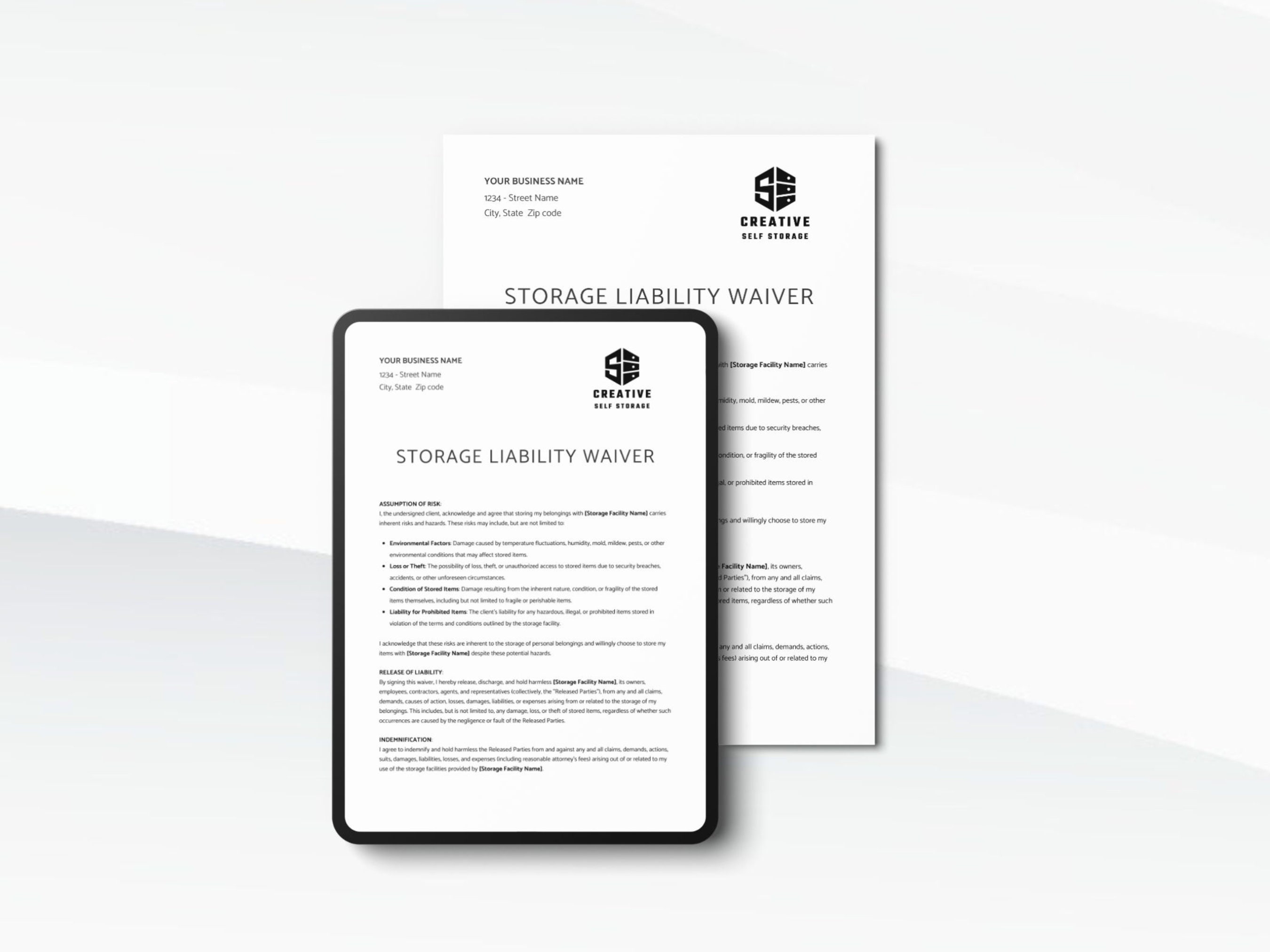 Storage Liability Waiver Contract, Release of Liability Agreement ...