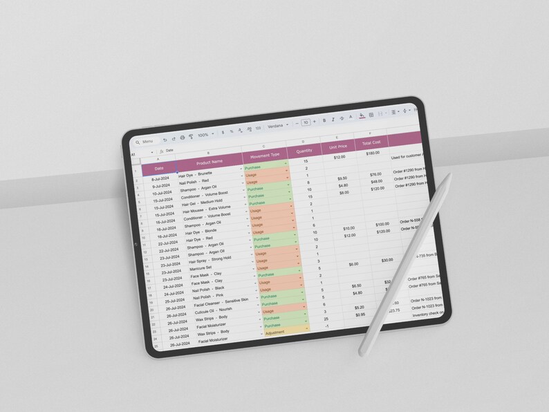 Salon Inventory Spreadsheet: Beauty Business Google Sheets Template - Etsy