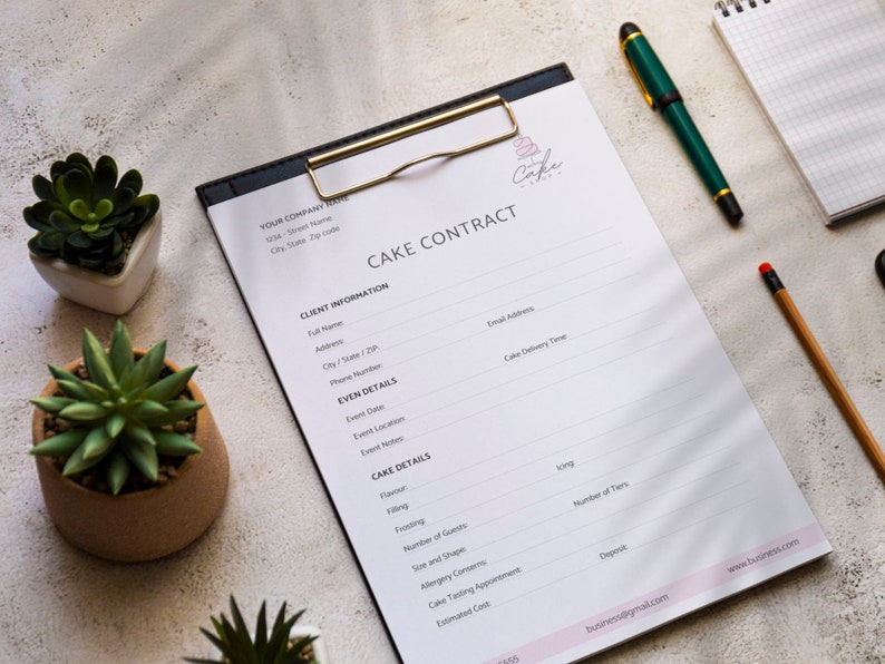 Cake Contract Template, Editable Wedding Cake Agreement, Bakery ...