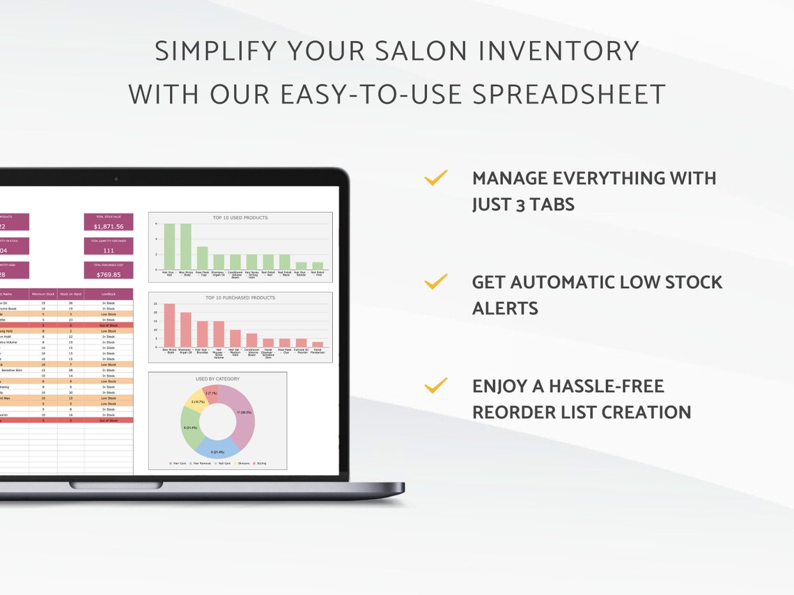 Salon Inventory Spreadsheet: Beauty Business Google Sheets Template - Etsy