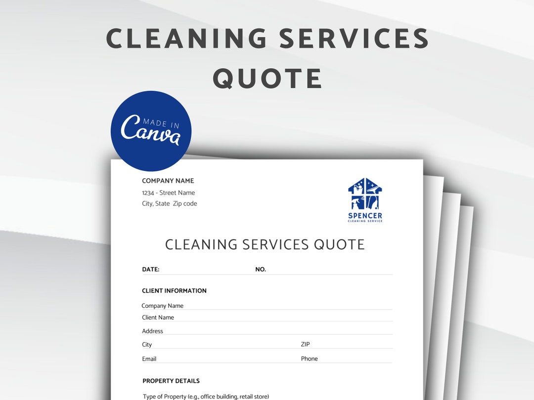 Cleaning Services Quote, Editable Professional Cleaning Quotation ...
