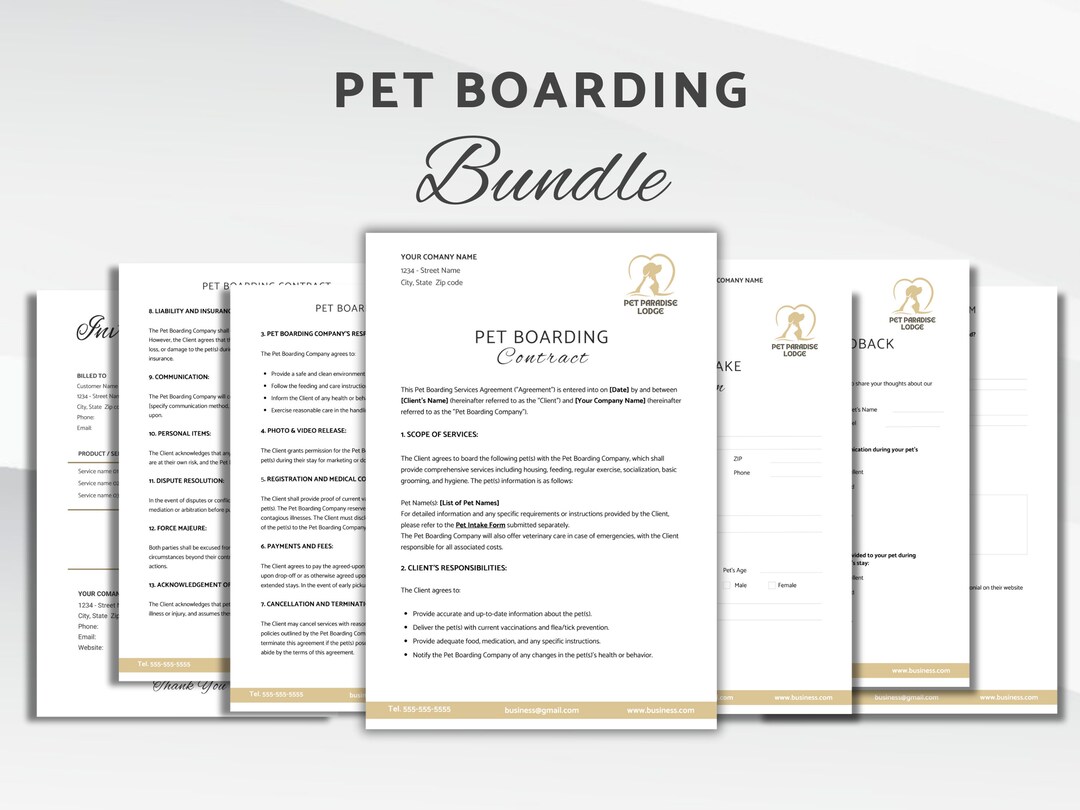 Pet Boarding Contract, Pet Kennel Service Agreement, Pet Sitting ...