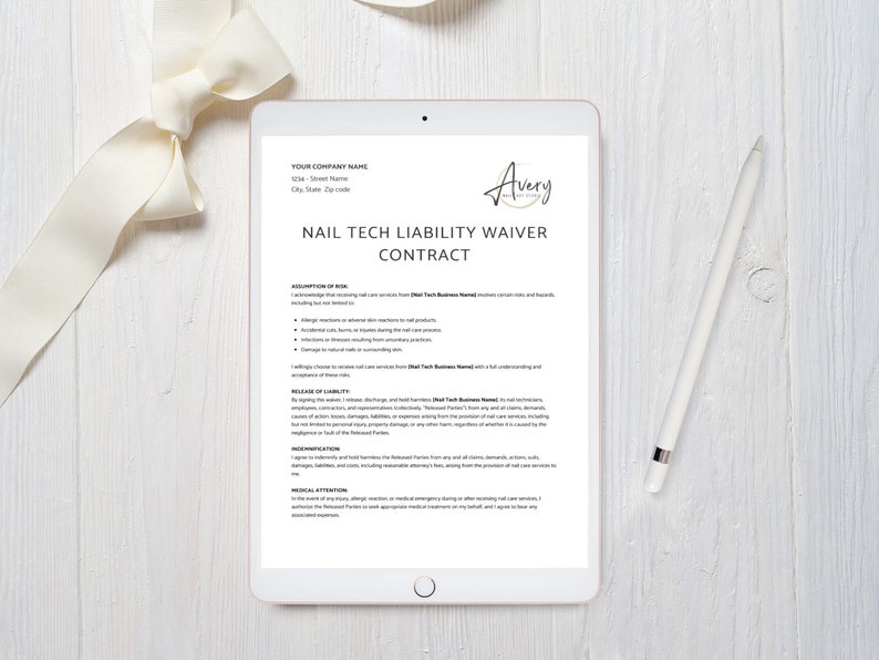 Nail Tech Consent & Liability Waiver Forms (digital Download) - Etsy