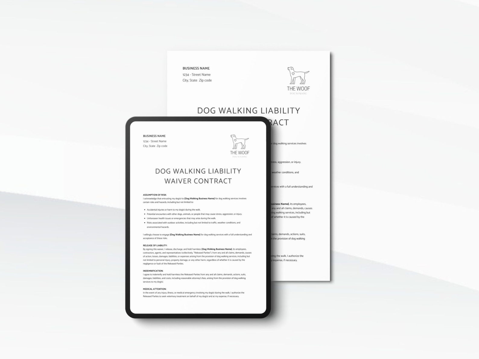 Dog Walking Liability Waiver Contract, Release of Liability Agreement ...