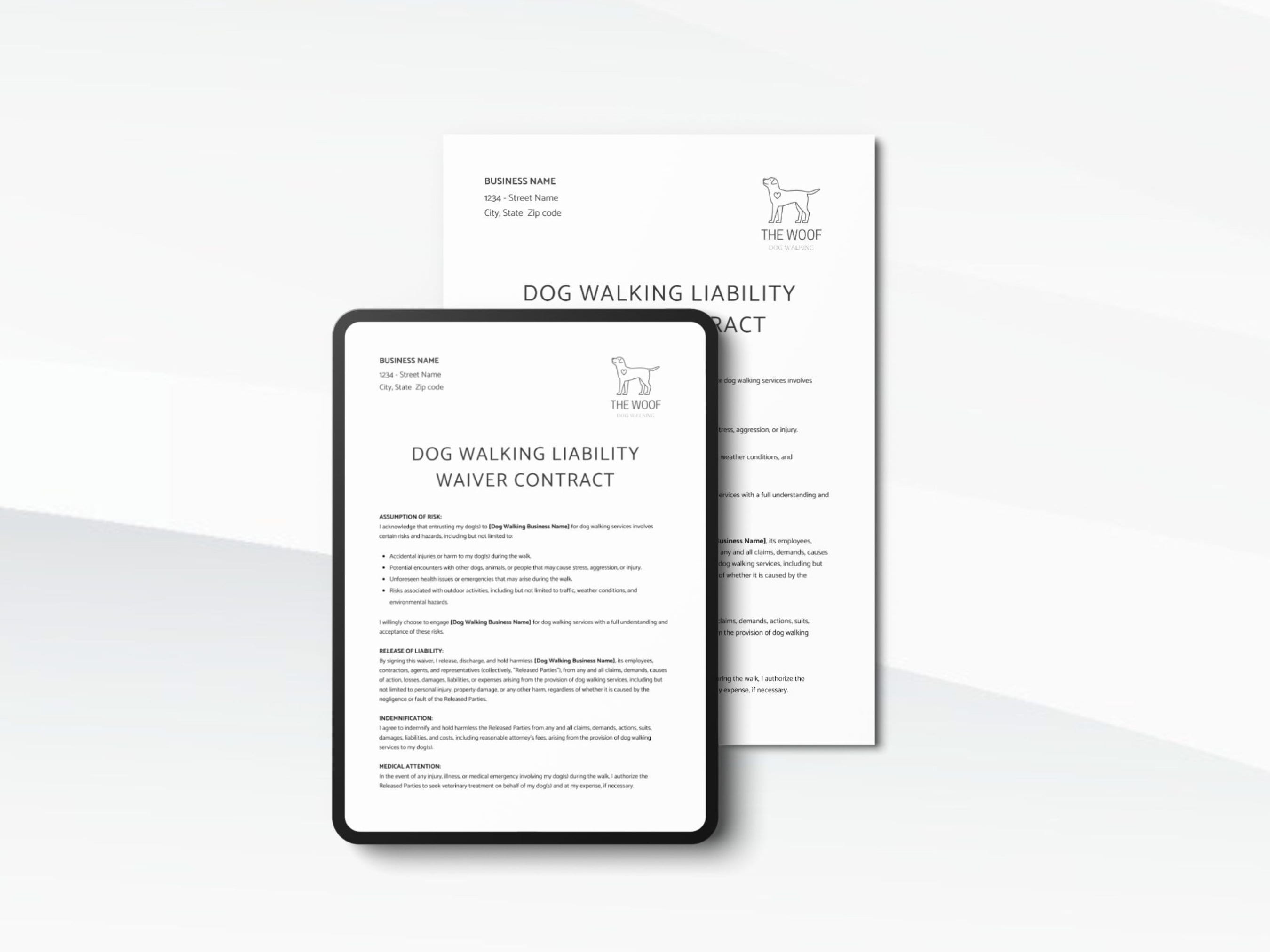 Dog Walking Liability Waiver Contract, Release of Liability Agreement ...