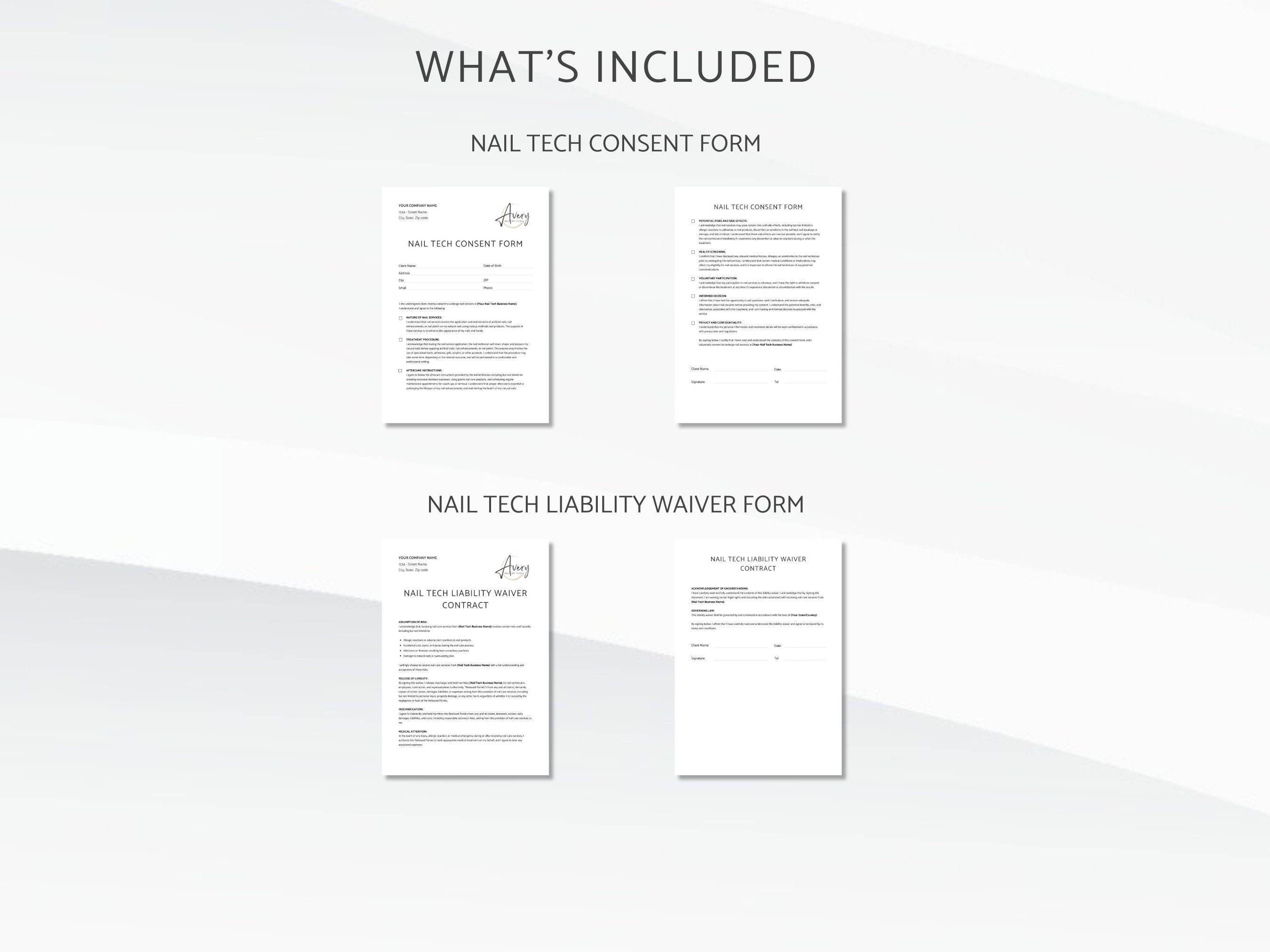 Nail Tech Consent & Liability Waiver Forms (digital Download) - Etsy