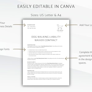 Dog Walking Liability Waiver Contract, Release of Liability Agreement ...