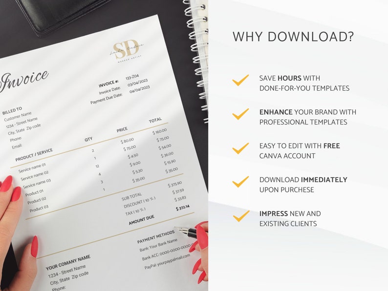 Invoice Template for Small Business, Editable Invoice Document ...