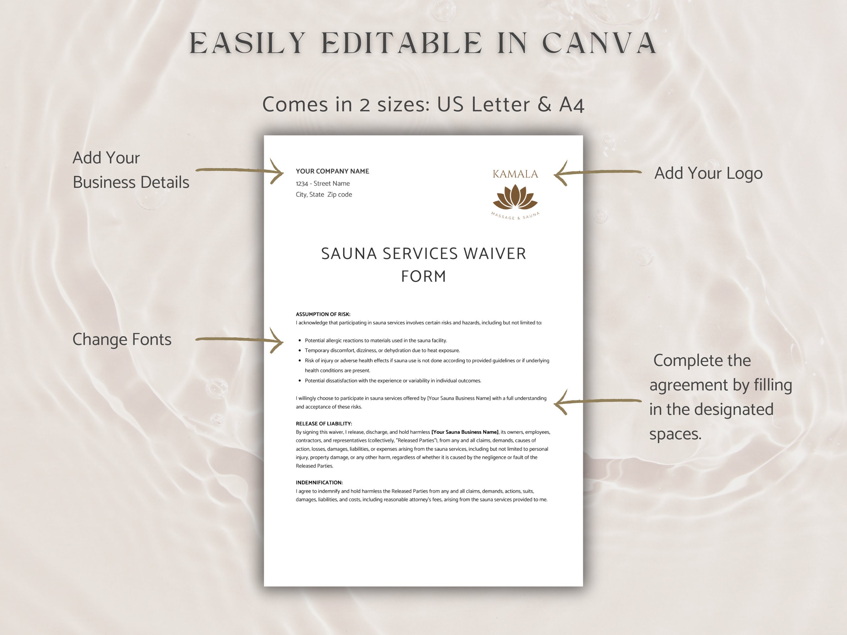 Sauna Liability Waiver Contract, Release of Liability Agreement ...