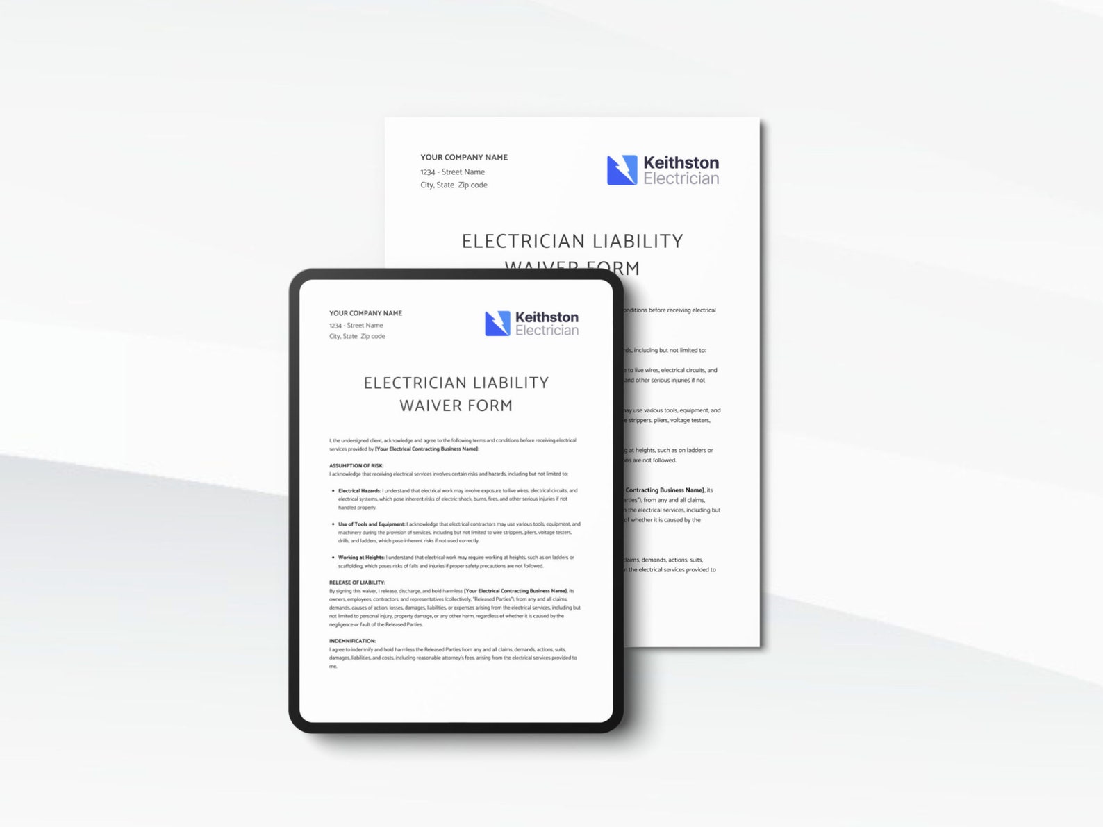 Electrician Liability Waiver Form: Editable Release Agreement (canva ...