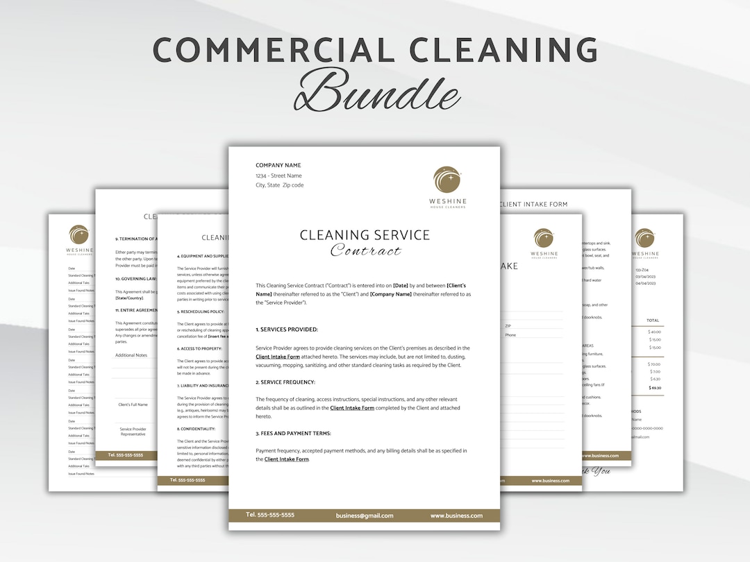 Commercial Cleaning Contract Bundle: Editable Service Agreement (canva ...