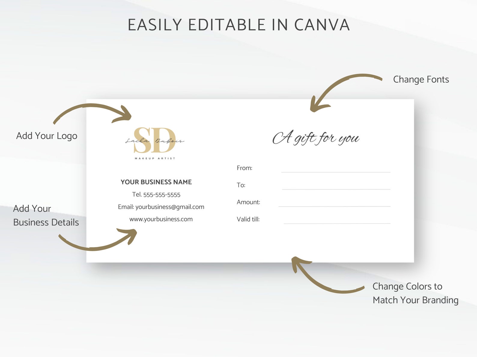 Editable Gift Voucher Template: Modern Canva Gift Card (instant ...