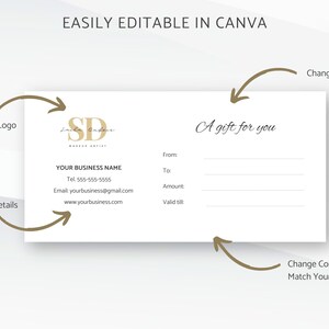 Editable Gift Voucher Template, Gift Certificate Template, Modern Gift ...
