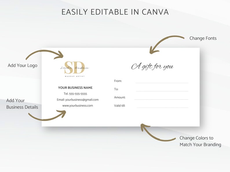 Editable Gift Voucher Template, Gift Certificate Template, Modern Gift ...