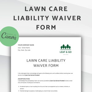 Lawn Care Liability Waiver Contract, Release of Liability Agreement ...