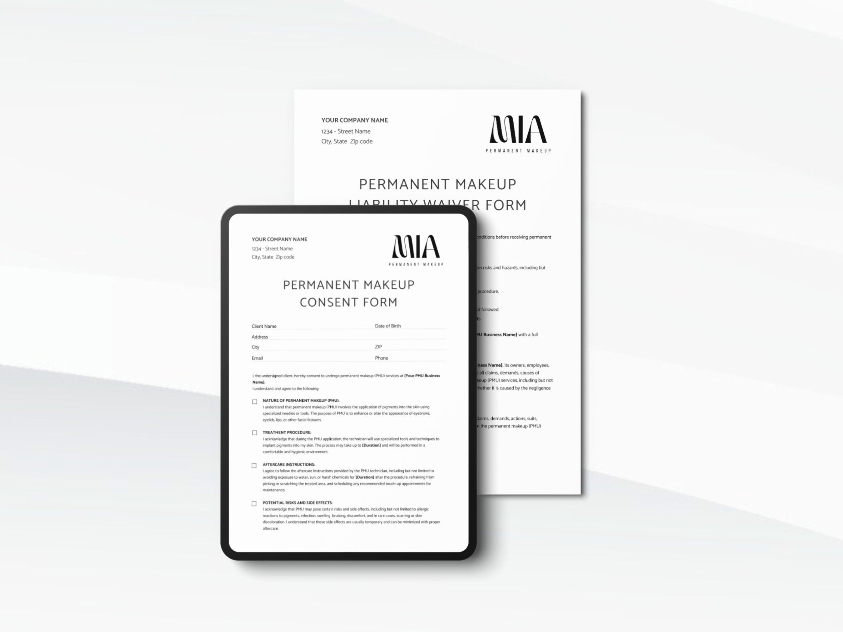 PMU Consent & Liability Waiver Forms, Permanent Makeup Consent Form ...