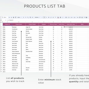 Salon Inventory Spreadsheet: Beauty Business Google Sheets Template - Etsy