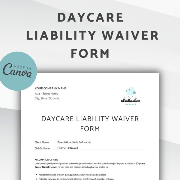 Childcare Waiver Form - Etsy