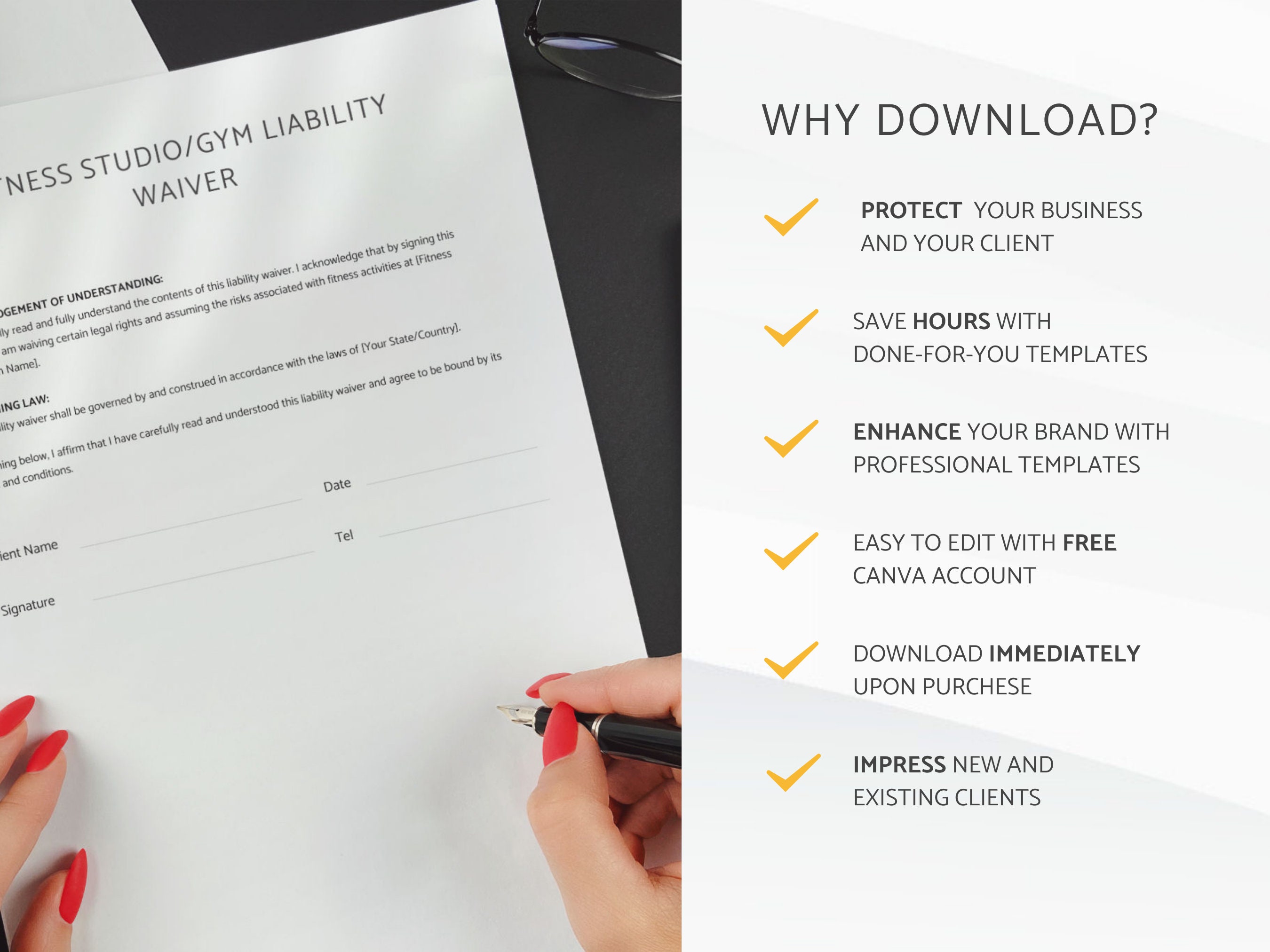 Fitness Studio / Gym Liability Waiver Document, Release of Liability ...