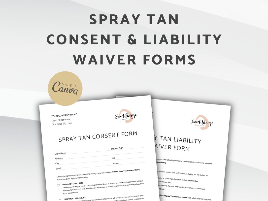 Spray Tan Consent & Liability Waiver Forms (A4/US Letter) - Etsy