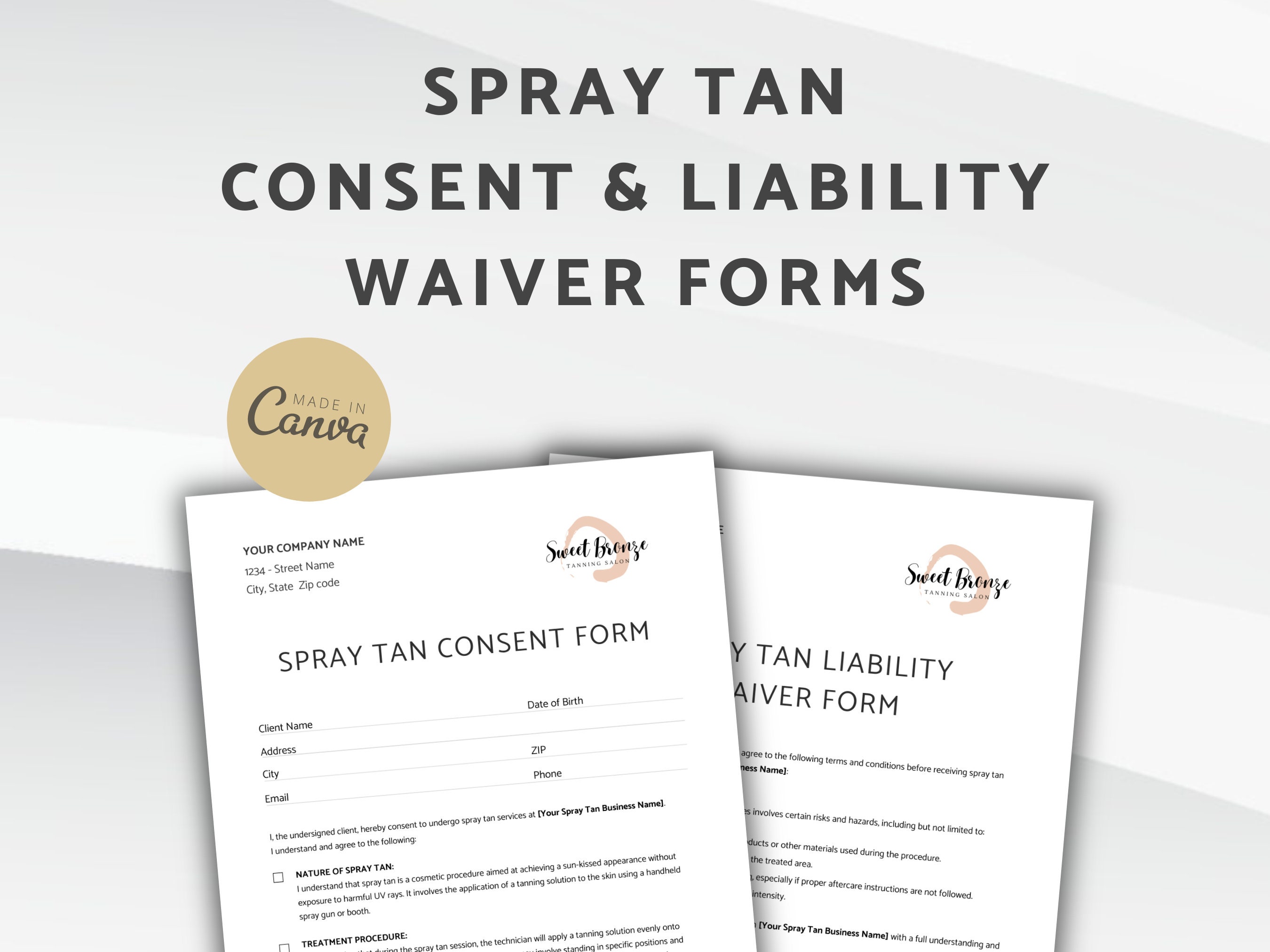 Spray Tan Consent & Liability Waiver Forms (A4/US Letter) - Etsy