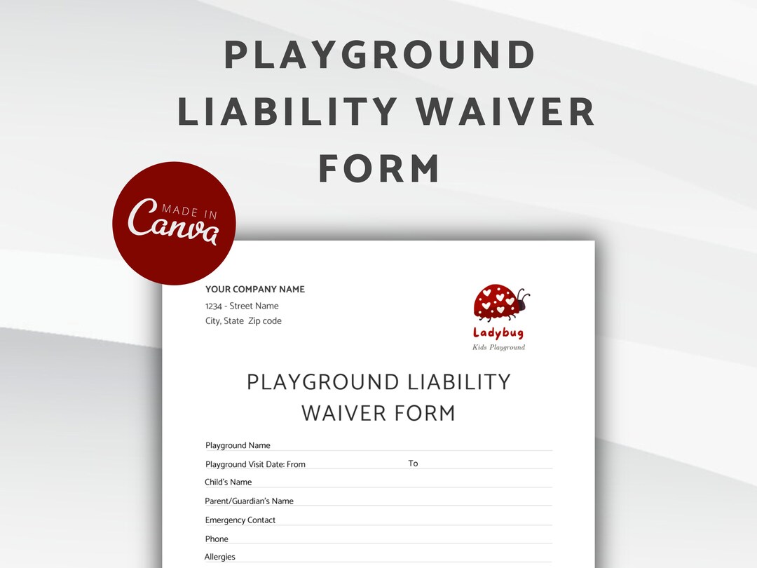 Playground Liability Waiver Template: Editable Form (A4 & US Letter ...