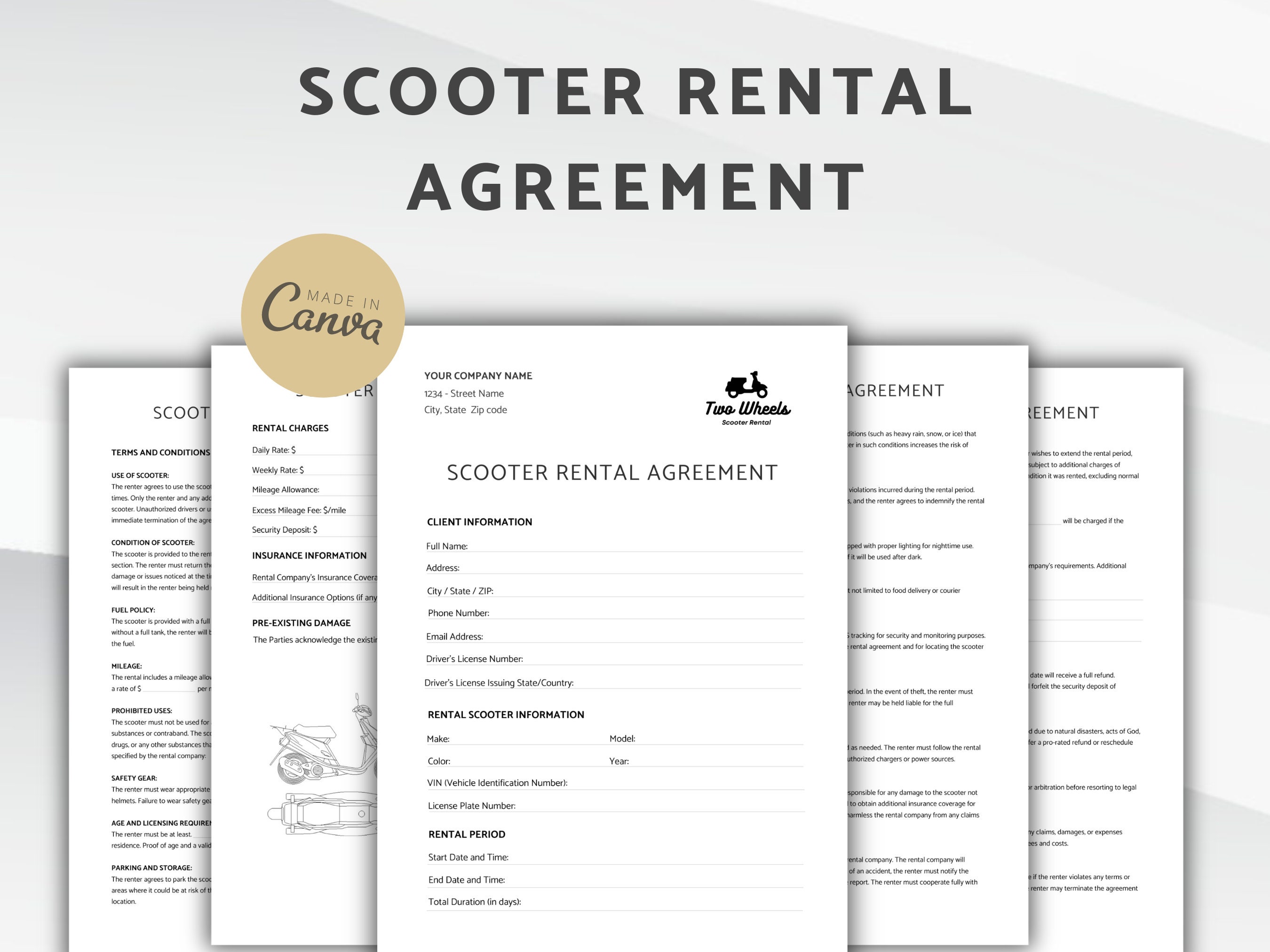 Scooter Rental Agreement, Motor Scooter Rental Contract, Electric ...