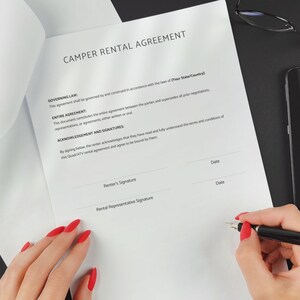 Camper Rental Agreement, RV Rental Contract, Motorhome Rent Template ...