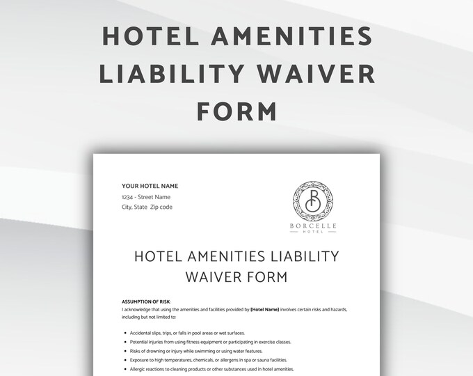 Hotel Amenities Liability Waiver Form: Editable Template (canva) - Etsy