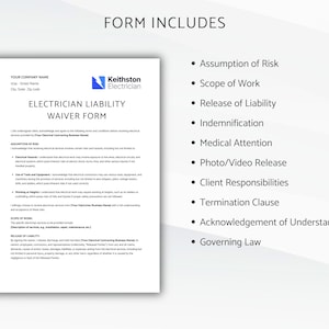 Electrician Liability Waiver Form: Editable Release Agreement (canva ...