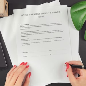 Hotel Amenities Liability Waiver Form, Release of Liability Agreement ...