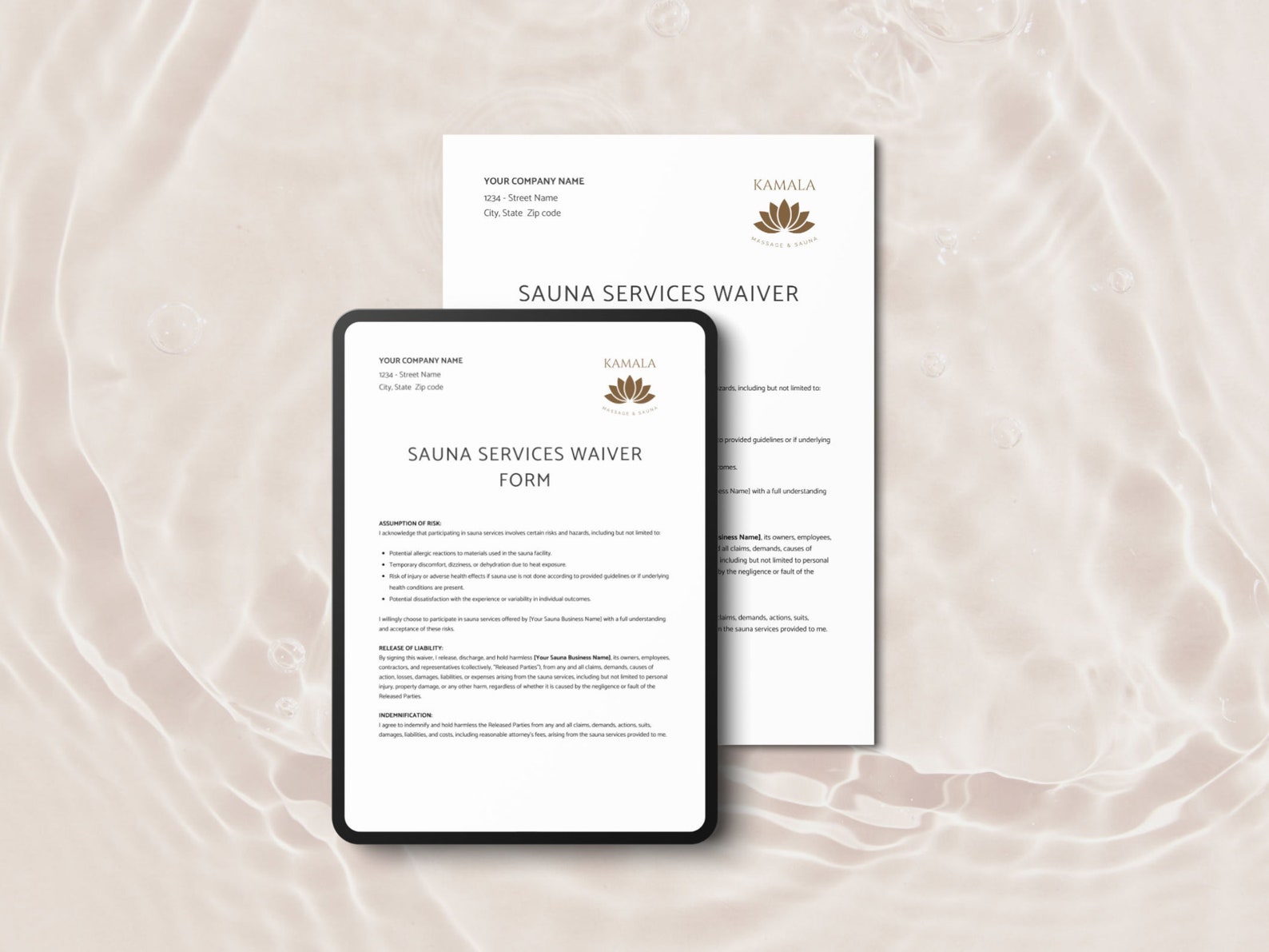 Sauna Liability Waiver Template: Editable Spa Contract (digital ...
